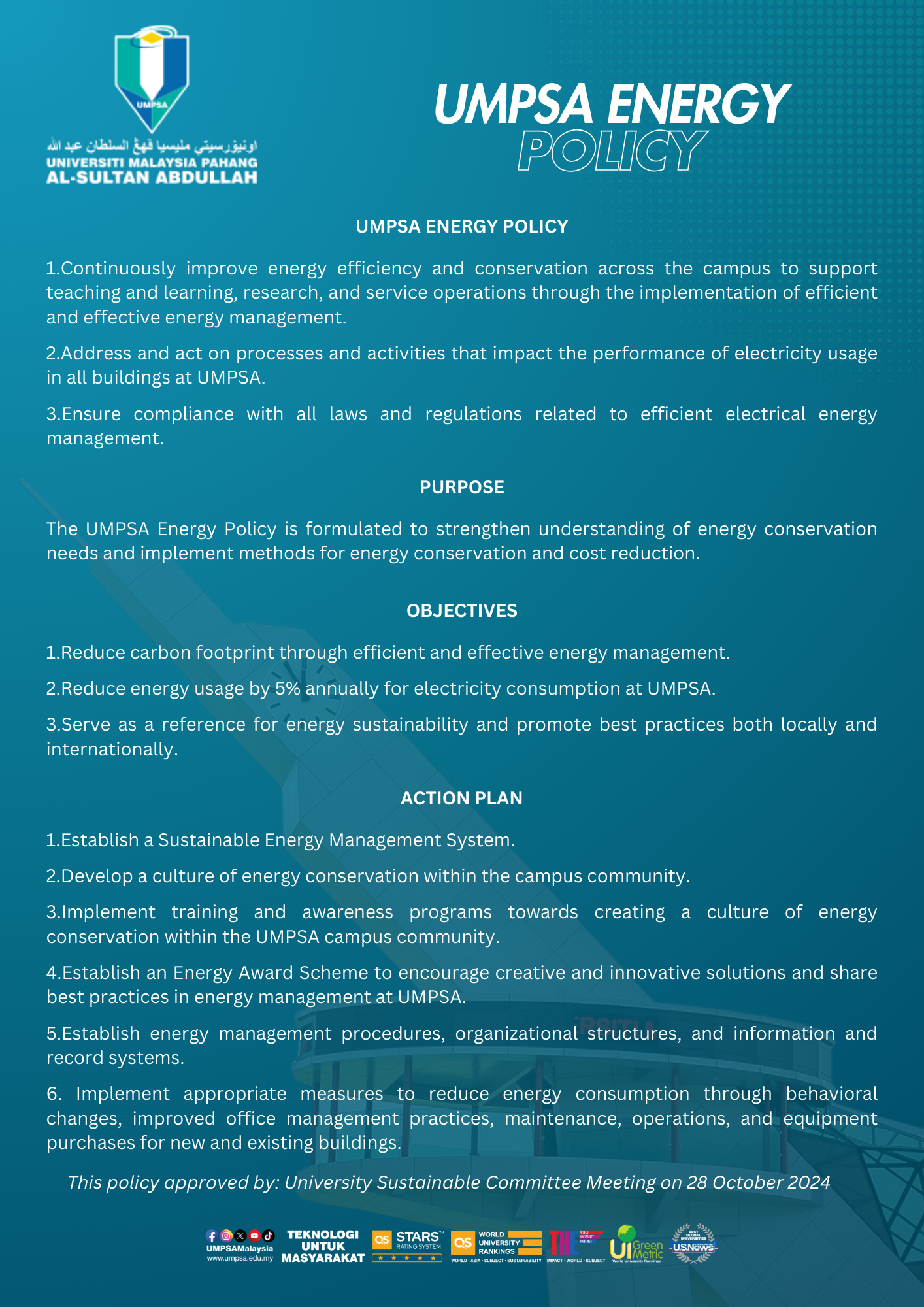 UI GREENMETRICS - UMPSA Energy Policy